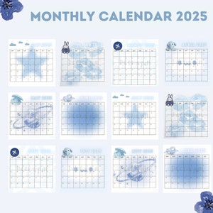 Monthly Calendar 2025 | Baby Blue | Printable PDF | Digital Download ...