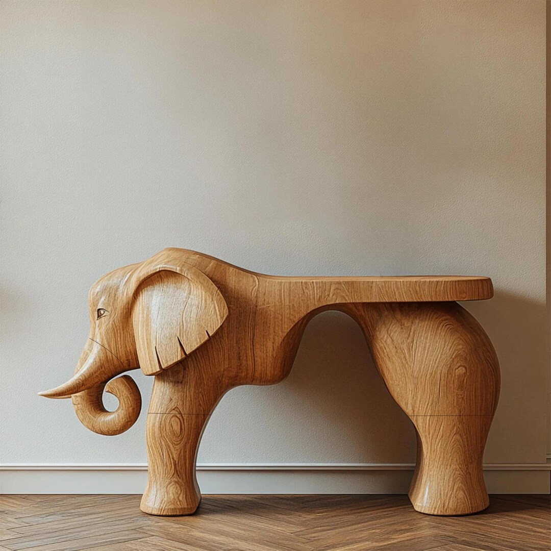 Handcrafted Elephant Solid Wood Animal-inspired Console Table ...