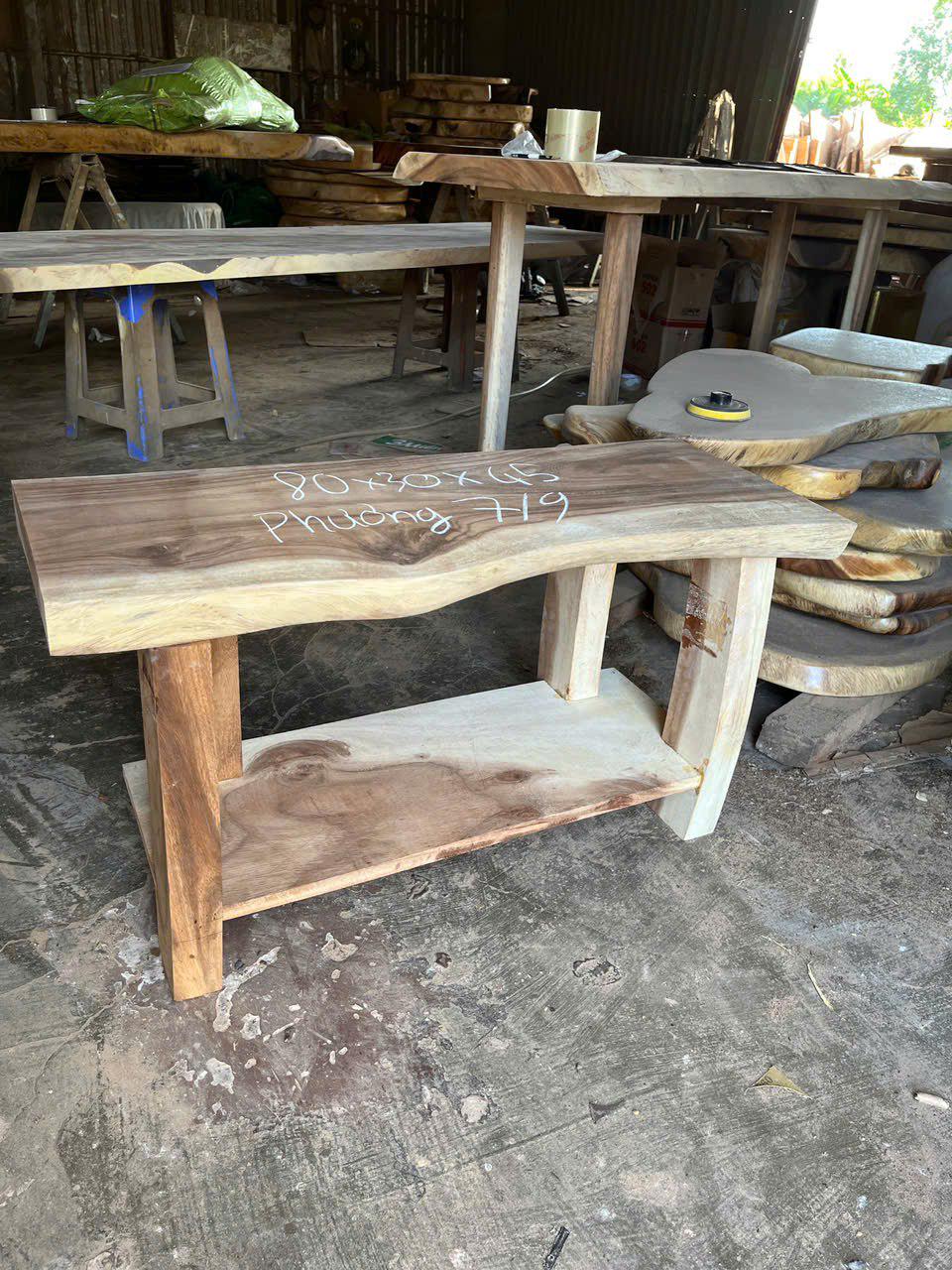 Rustic Solid Wood Live Edge Desk, Mid Century Modern Office Table ...