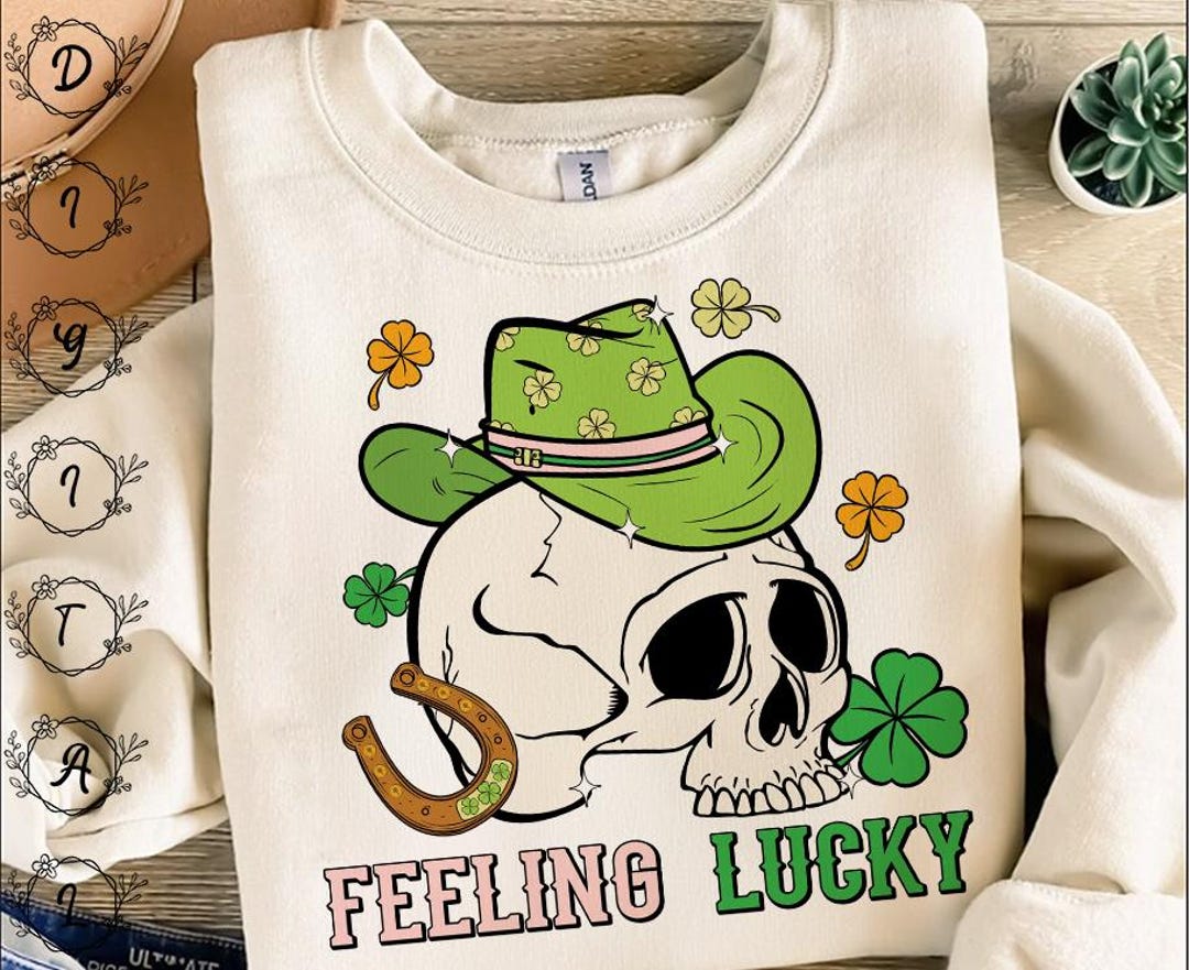 Feeling Lucky Skull Svg, Green Skeleton Svg, Funny St Patricks Day Svg ...