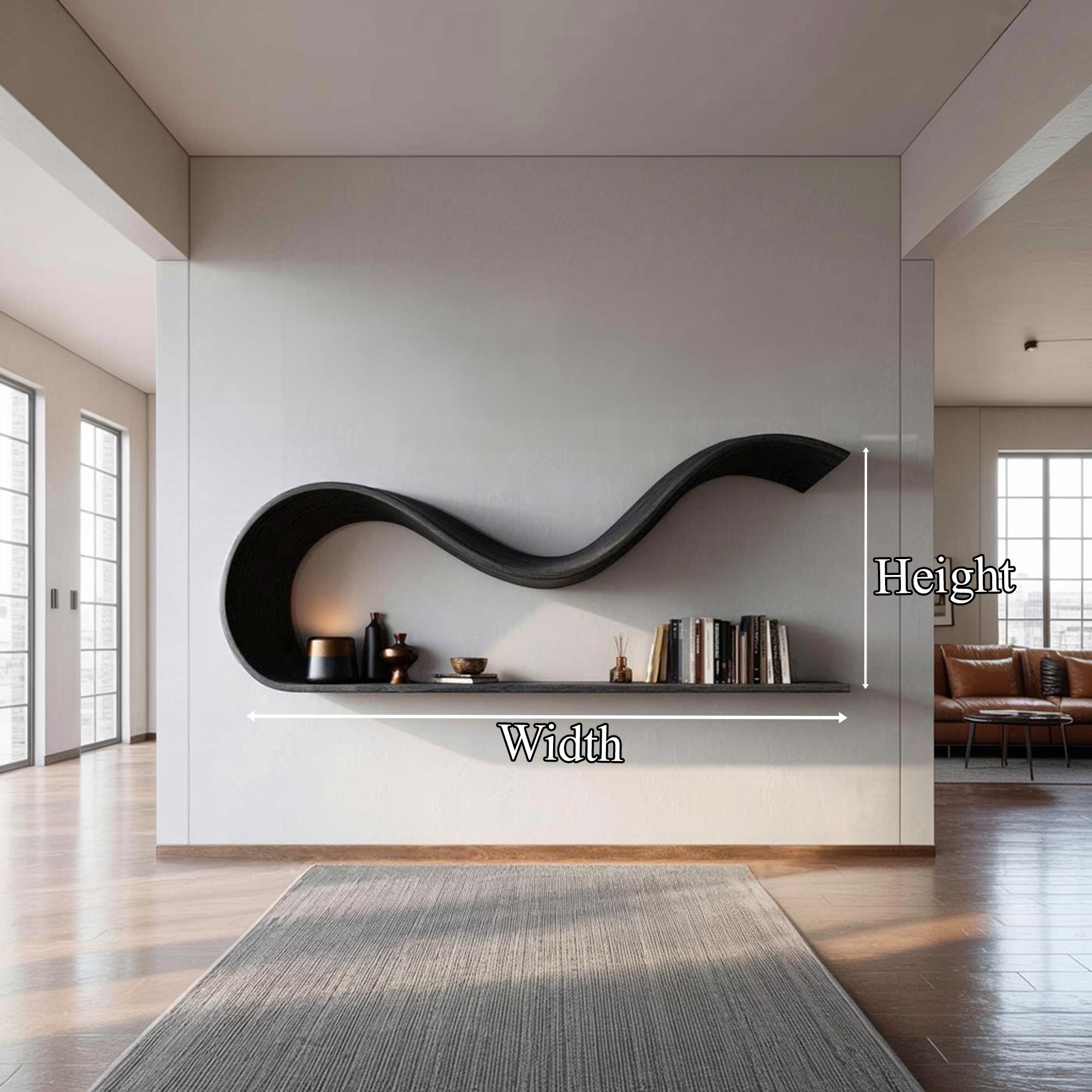 Modern Sculptural Wave Wall Shelf, Artistic Floating Shelf for Living ...