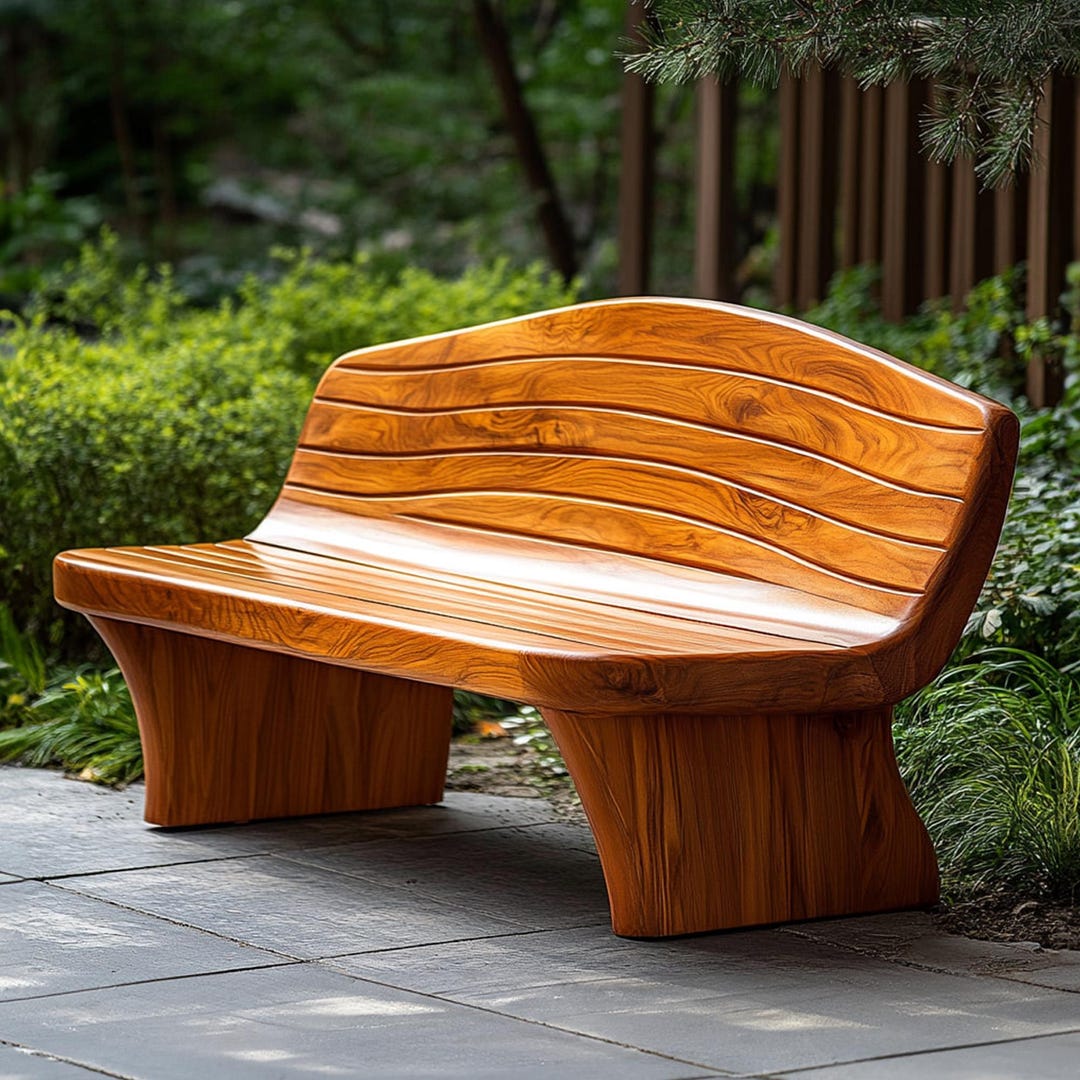 Handmade Wooden Outdoor Bench | Rustic Garden Seating | Solid Wood ...
