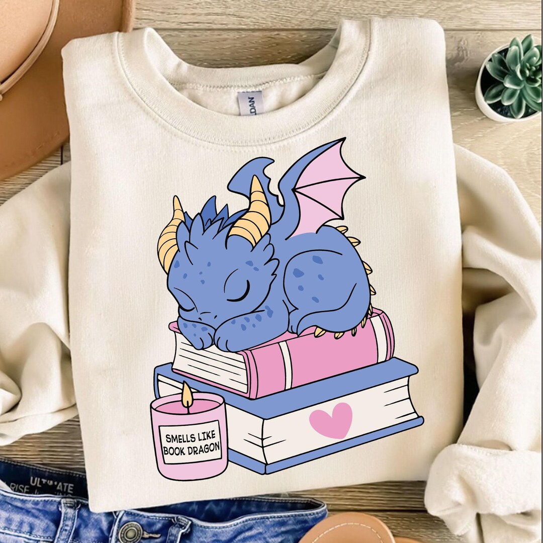 Smells Like Book Dragon Svg, Bookish Girl Design Svg, Fantasy Dragon ...