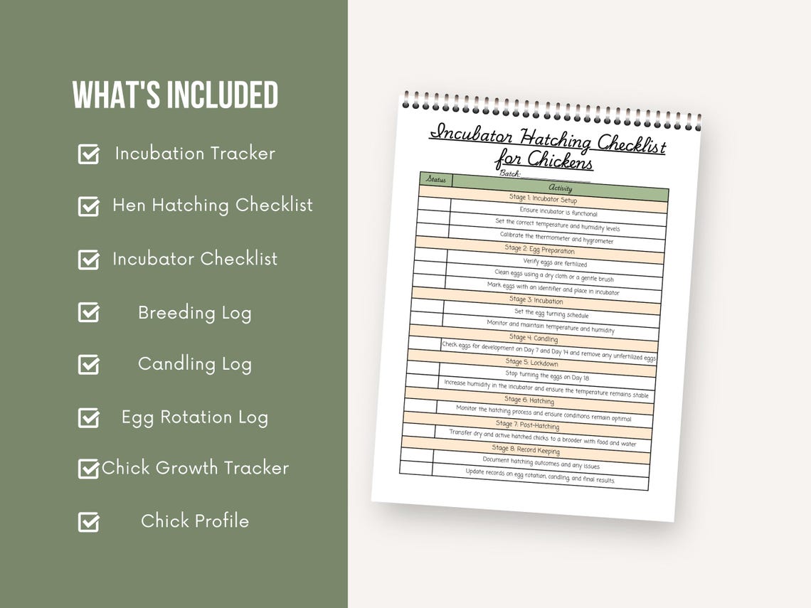 Chicken Egg, Hatching & Incubation Log | Calendar | Egg Tracker ...