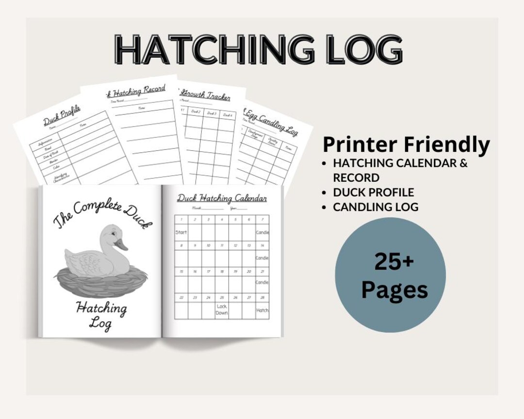 Printer Friendly Duck Hatching and Incubation Log | Incubation Calendar ...