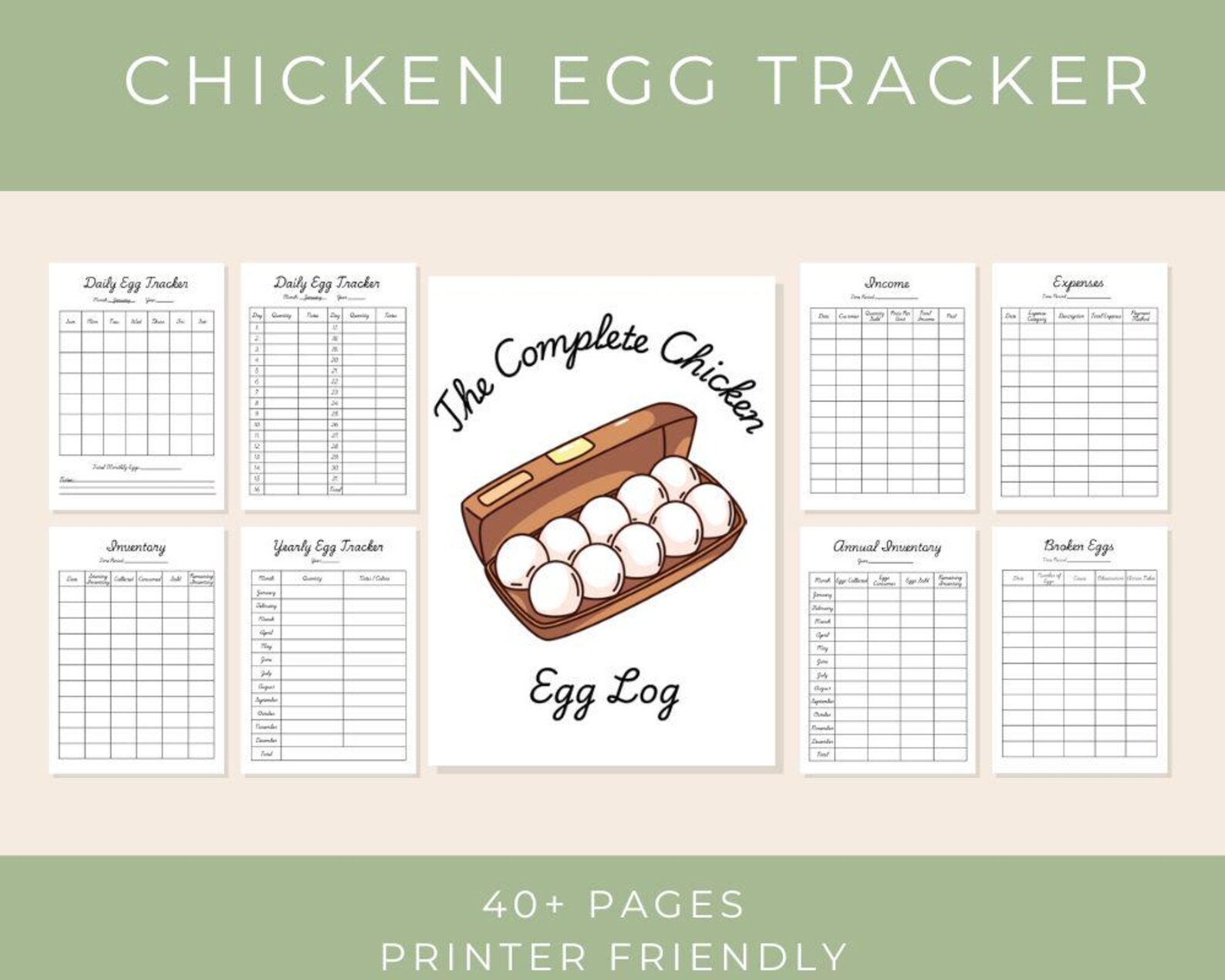Printable Egg Log Chicken Egg Quality & Collection Log Homestead ...