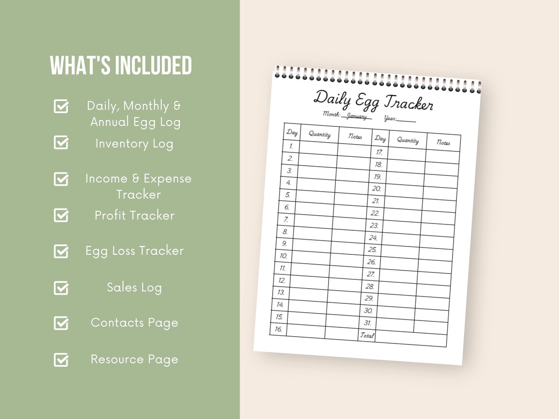 Printable Egg Log Chicken Egg Quality & Collection Log Homestead ...