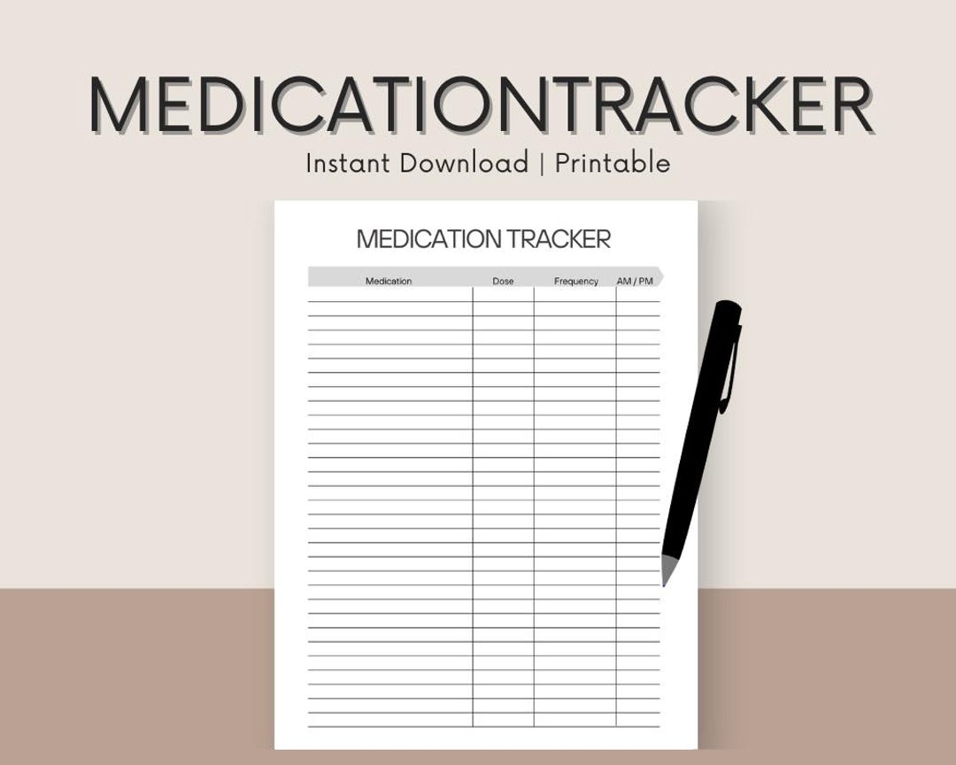 Printable Medication Tracker | Health & Pill Log (digital Download A4 ...