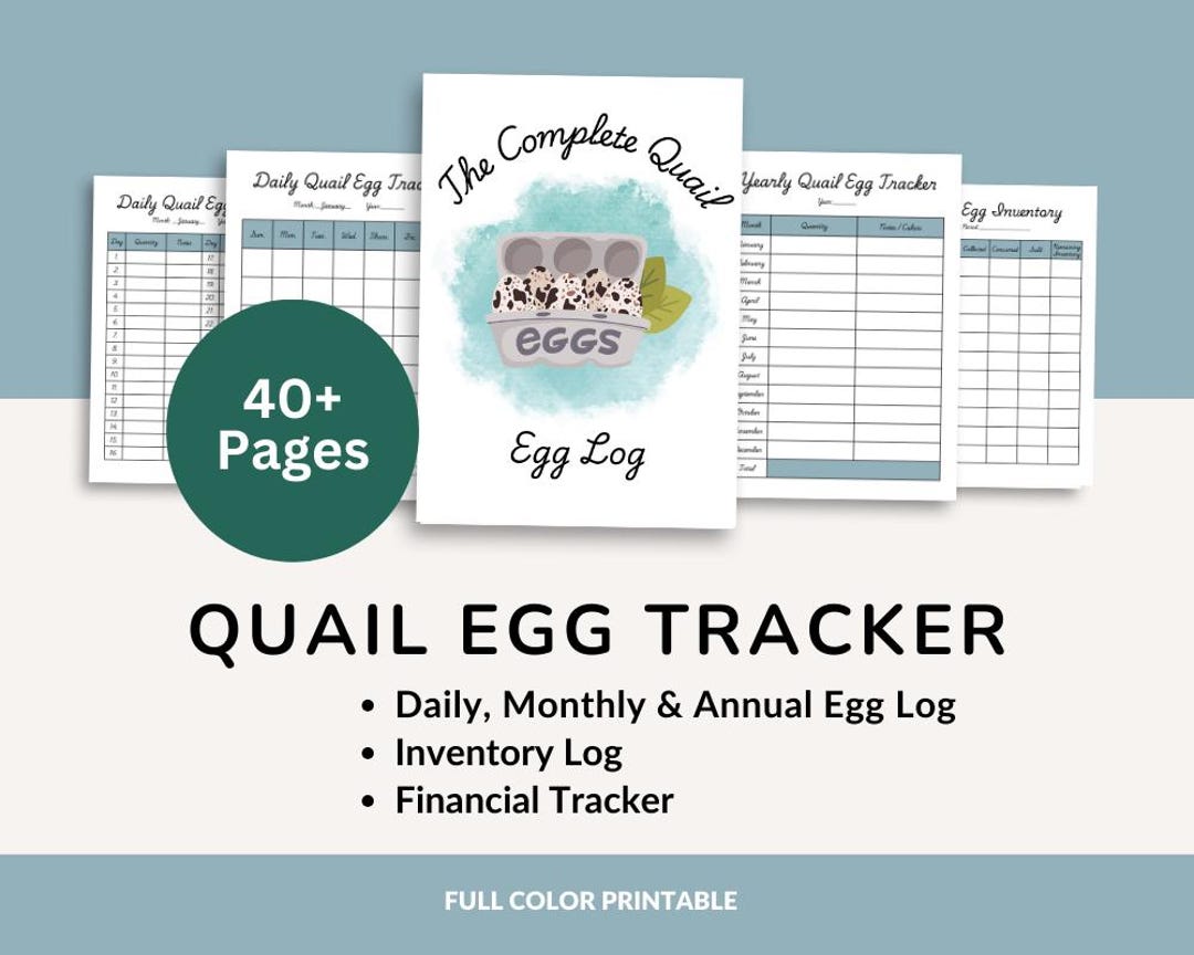 Quail Management Log Book | Egg Collection Log | Incubation & Hatching ...