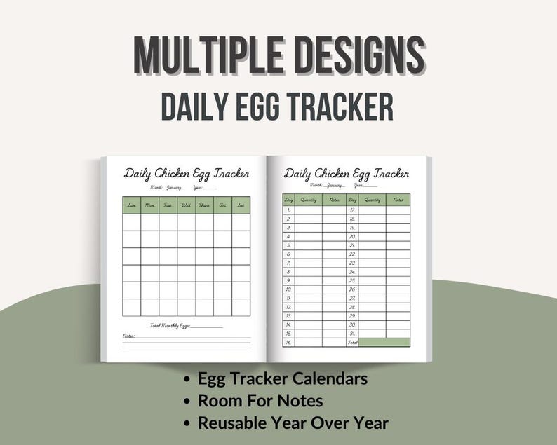 Chicken Egg, Hatching & Incubation Log | Calendar | Egg Tracker ...