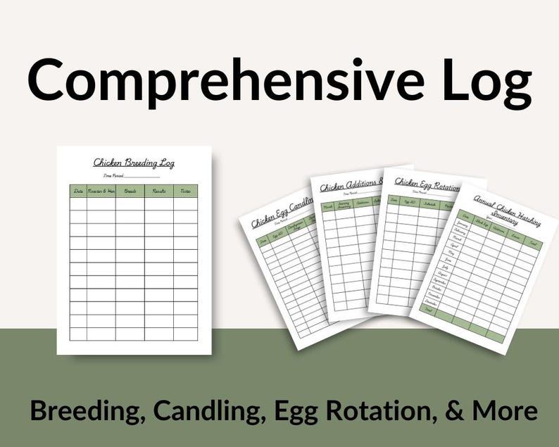 Chicken Egg, Hatching & Incubation Log | Calendar | Egg Tracker ...
