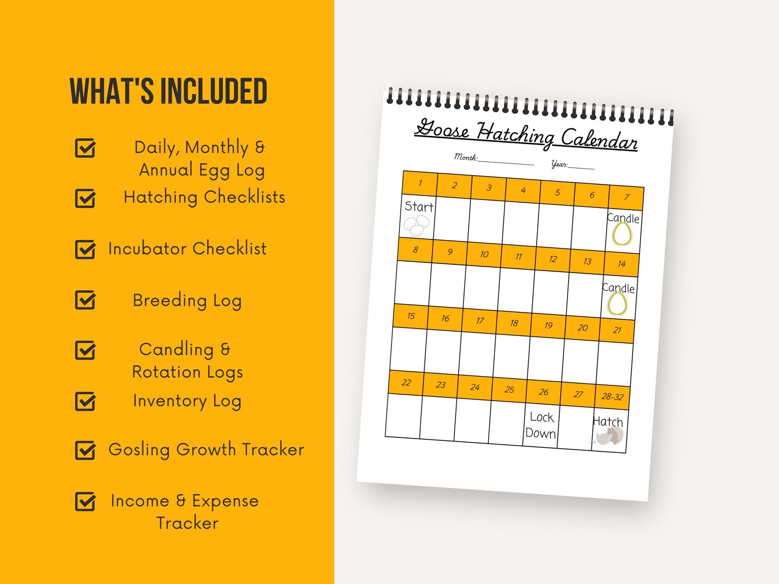 Comprehensive Goose Health, Egg Log, Hatching & Incubation Log ...