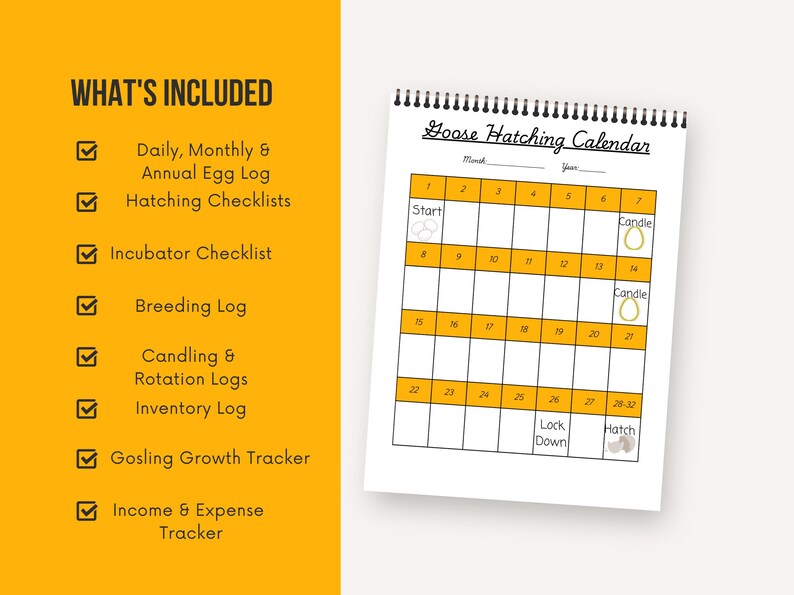 Comprehensive Goose Health, Egg Log, Hatching & Incubation Log ...