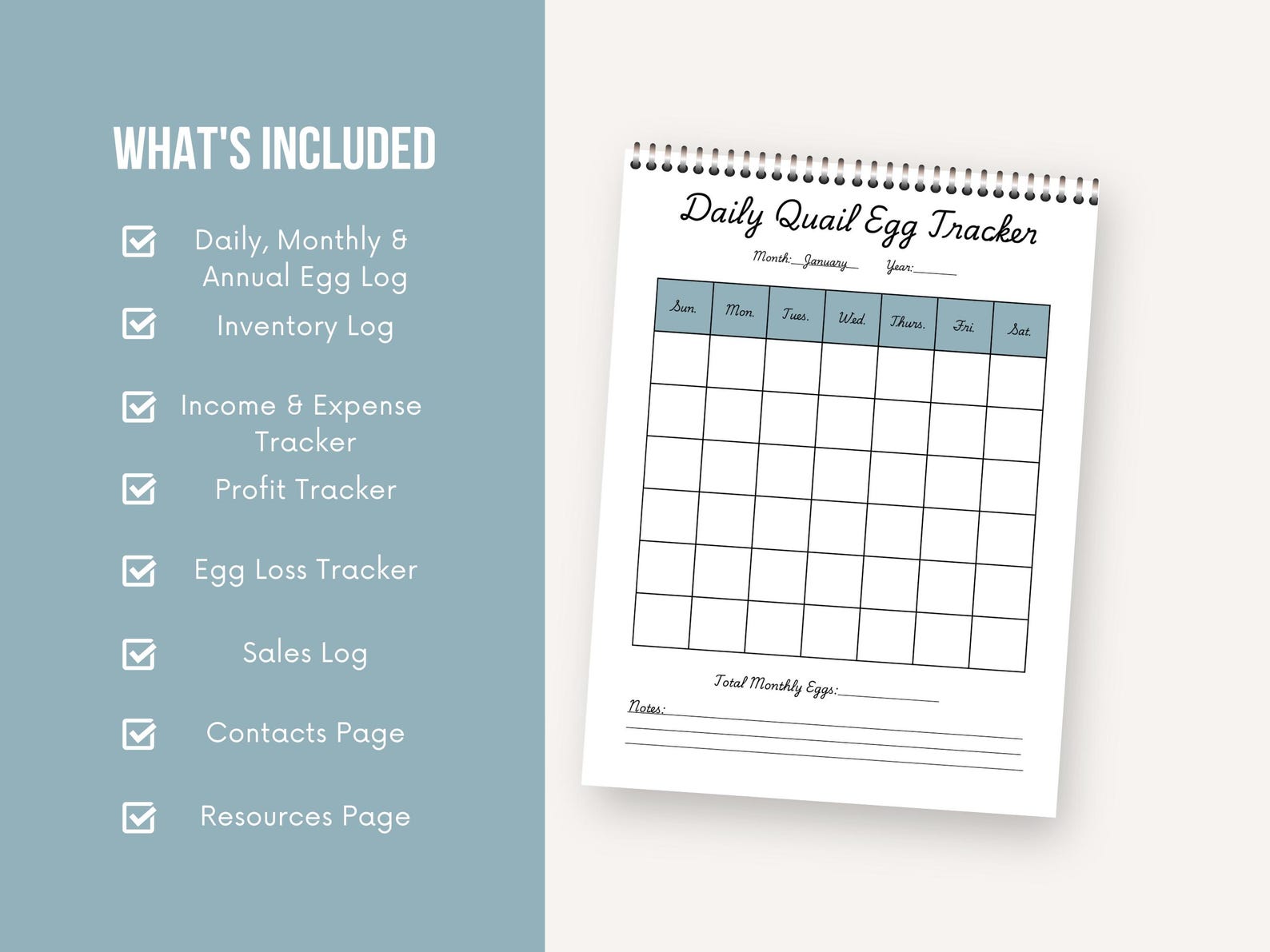 Quail Egg Tracker | Egg Collection Log | Homestead Management | Farm ...