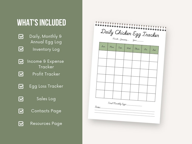 Chicken Egg Tracker | Egg Collection Log | Homestead Management | Farm ...