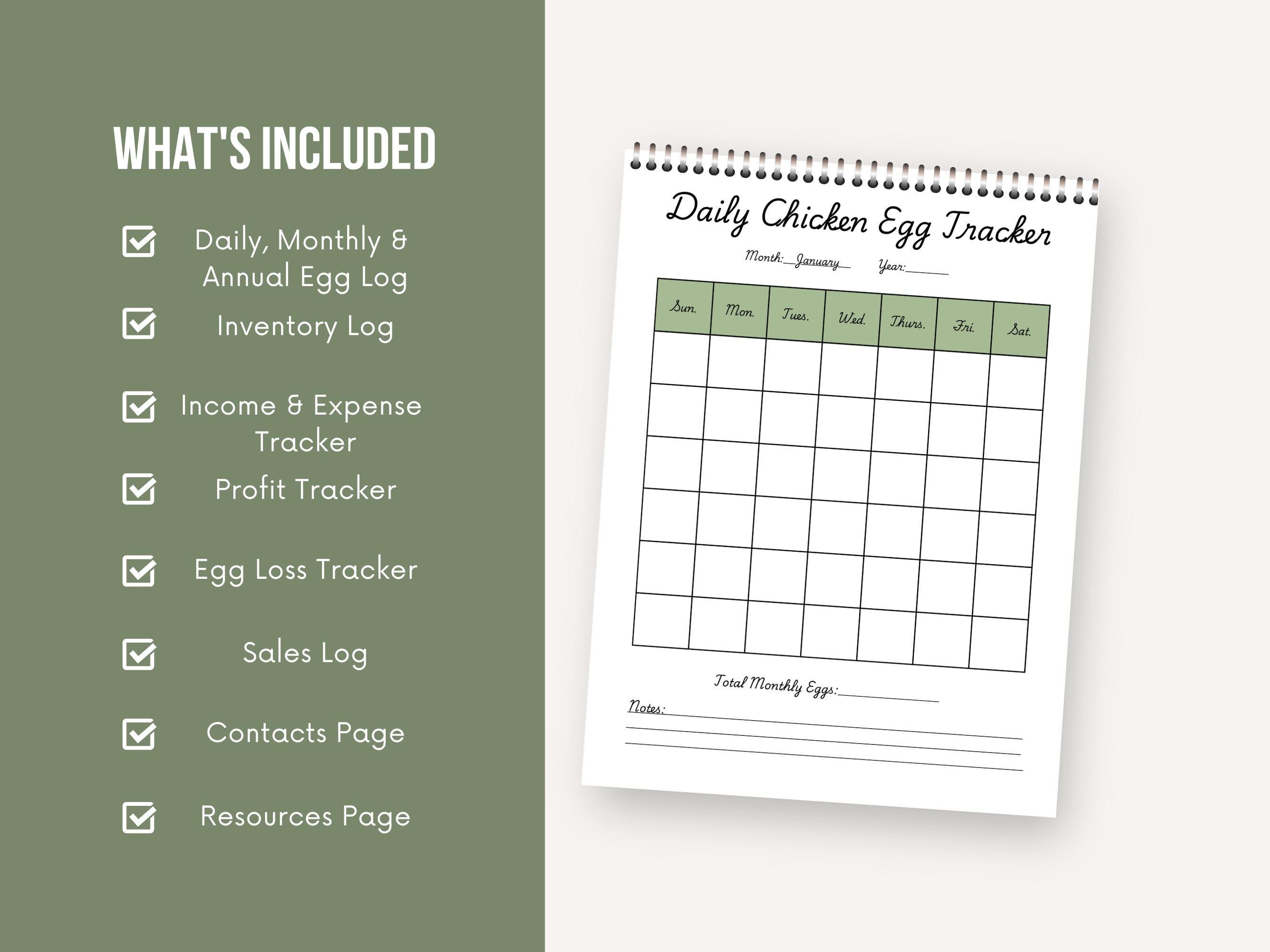 Chicken Egg Tracker | Egg Collection Log | Homestead Management | Farm ...