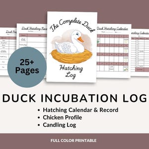 Duck Egg, Hatching & Incubation Log | Calendar | Egg Tracker ...