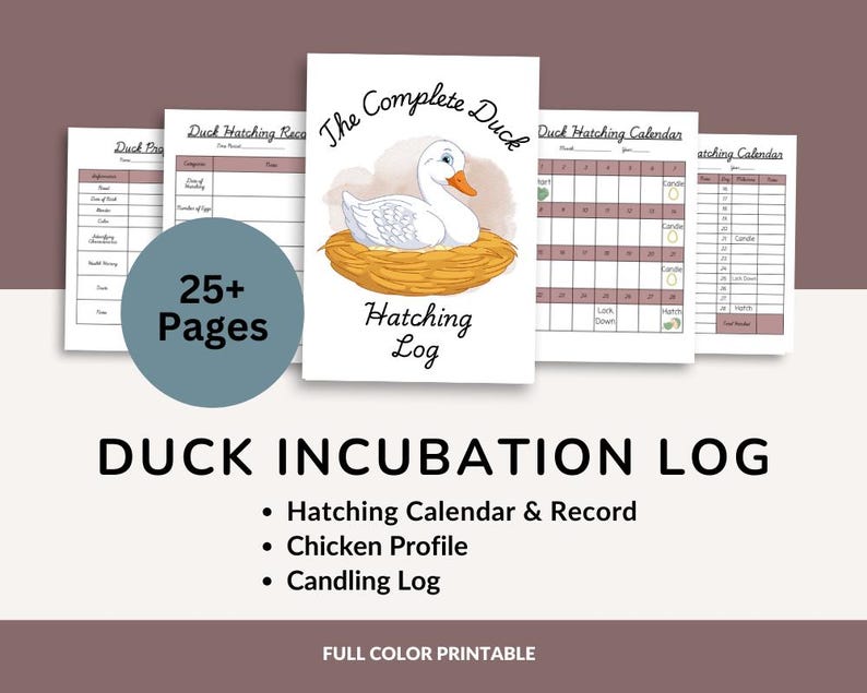 Duck Egg, Hatching & Incubation Log | Calendar | Egg Tracker ...