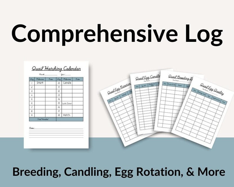 Comprehensive Quail Health, Egg Log, Hatching & Incubation Log ...