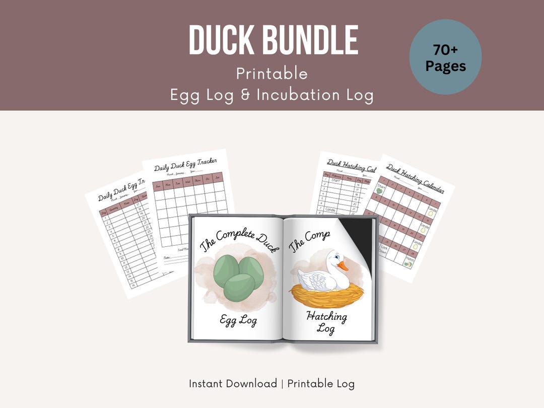 Duck Egg, Hatching & Incubation Log | Calendar | Egg Tracker ...