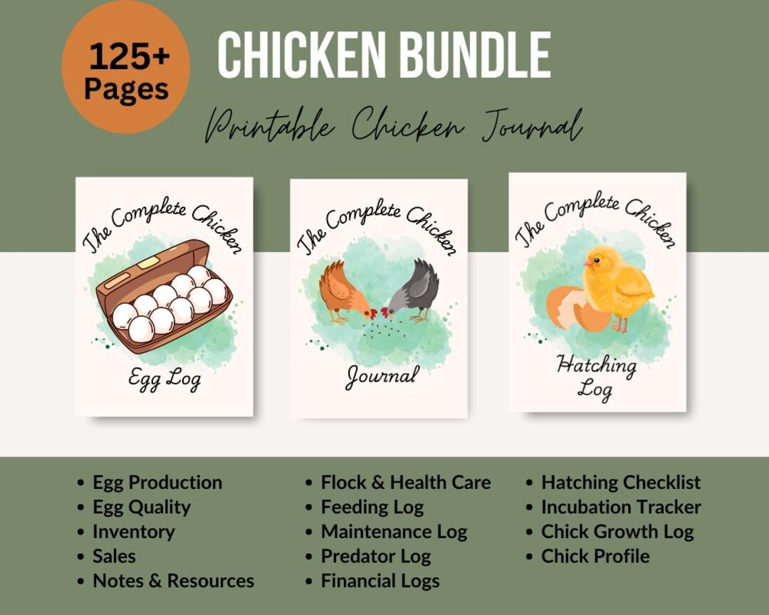 Comprehensive Chicken Health, Egg Log, Hatching & Incubation Log ...