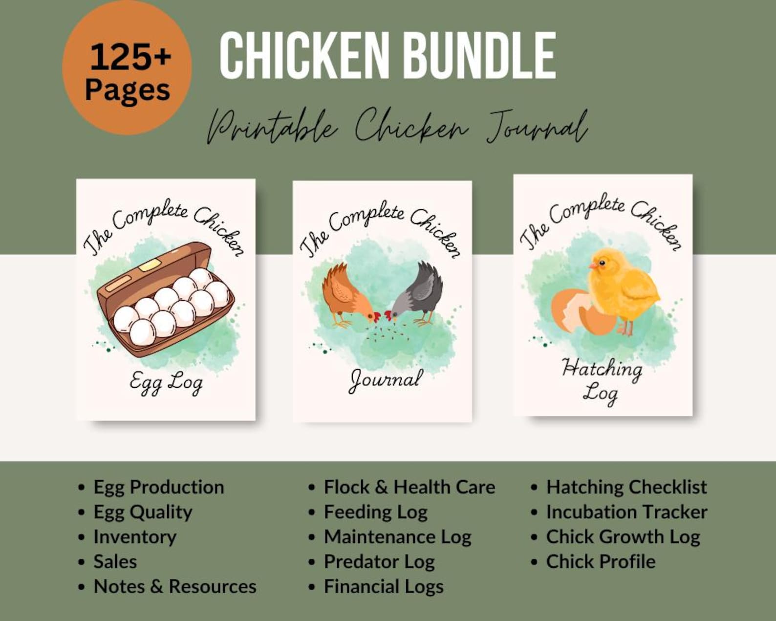 Comprehensive Chicken Health, Egg Log, Hatching & Incubation Log ...