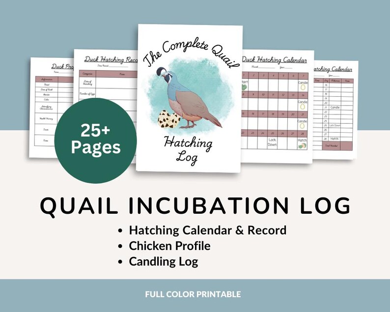 Comprehensive Quail Health, Egg Log, Hatching & Incubation Log ...