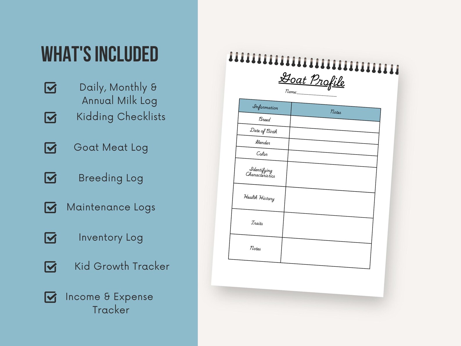 Goat Health Tracker | Kidding Log | Milk Log | Meat Tracker | Farm ...