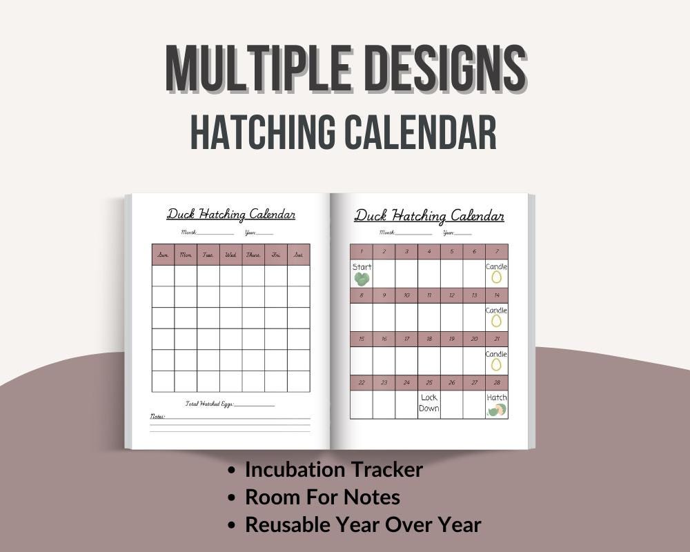 Duck Egg, Hatching & Incubation Log | Calendar | Egg Tracker ...