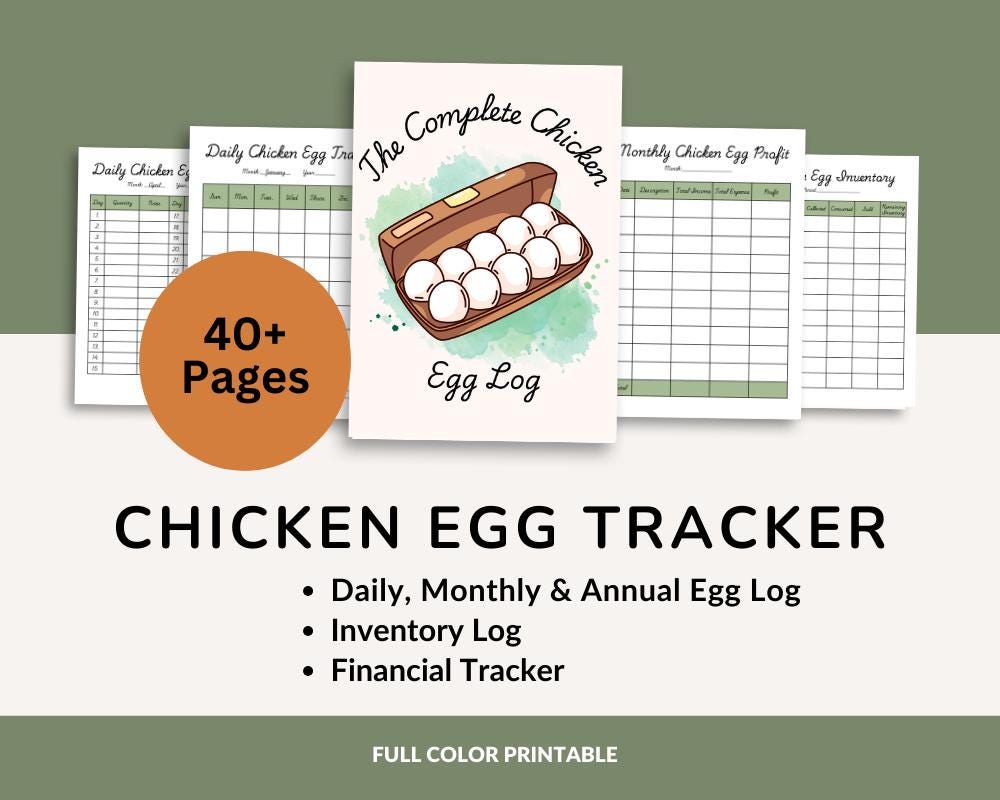 Chicken Egg, Hatching & Incubation Log | Calendar | Egg Tracker ...