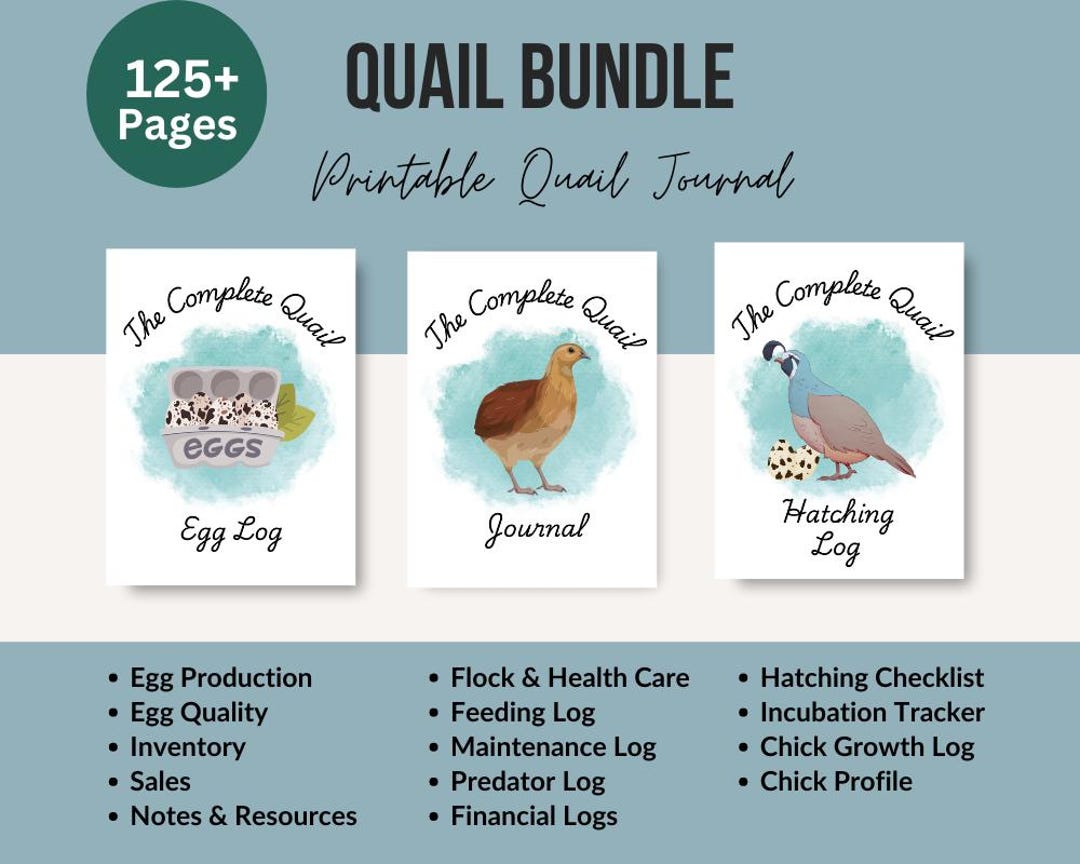 Comprehensive Quail Health, Egg Log, Hatching & Incubation Log ...