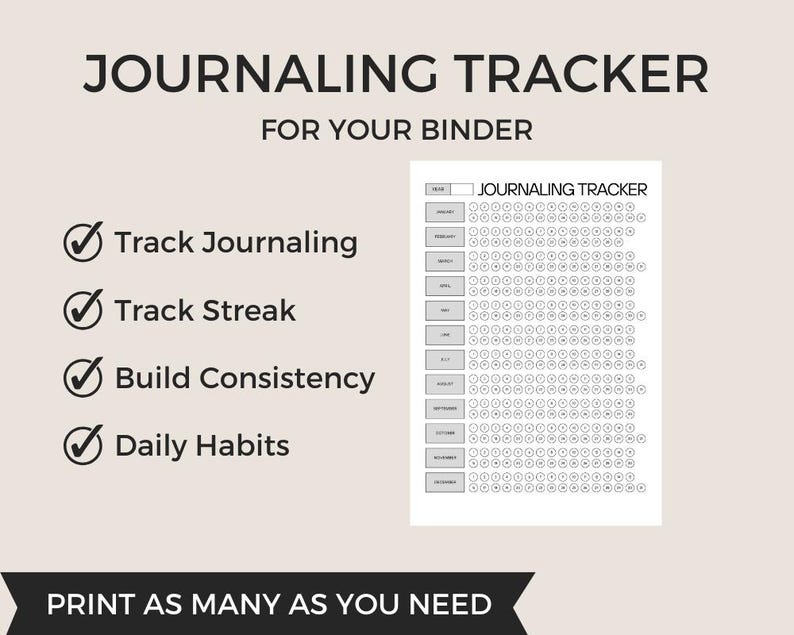 Daily Journaling Tracker | Journaling Log Printable (digital Download ...