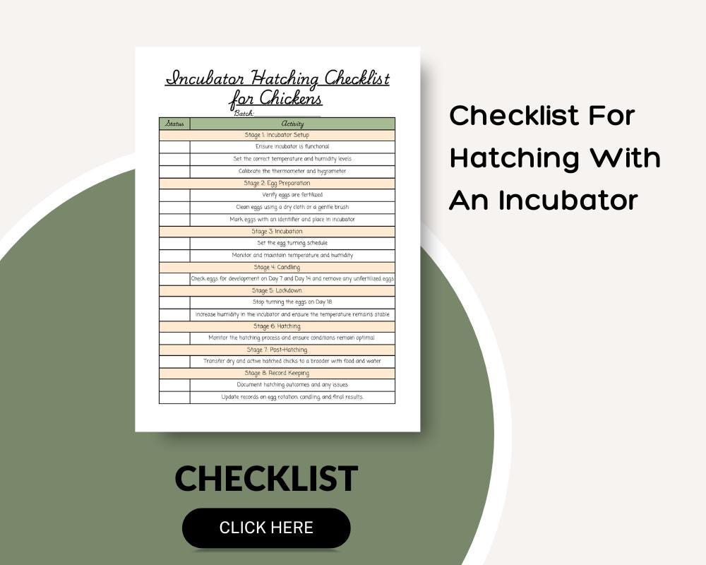 Chicken Hatching and Incubation Log | Incubation Calendar | Homestead ...