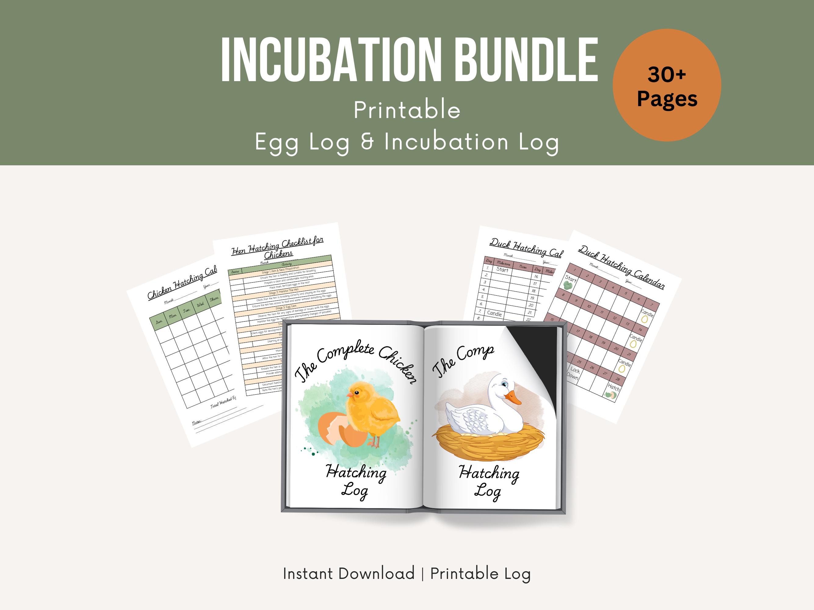Duck and Chicken Hatching & Incubation Log | Calendar | Egg Tracker ...