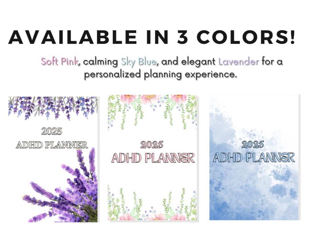 2025 Printable Planner bundle Adhd-friendly Pink, Sky Blue & Lavender ...