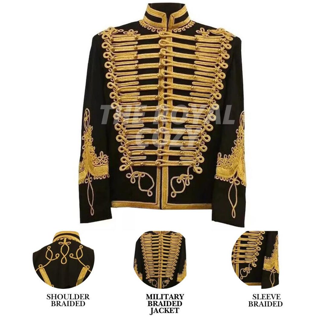 Napoleonic Hussars Uniform Military Black Jackets Gold Braided Jacket ...
