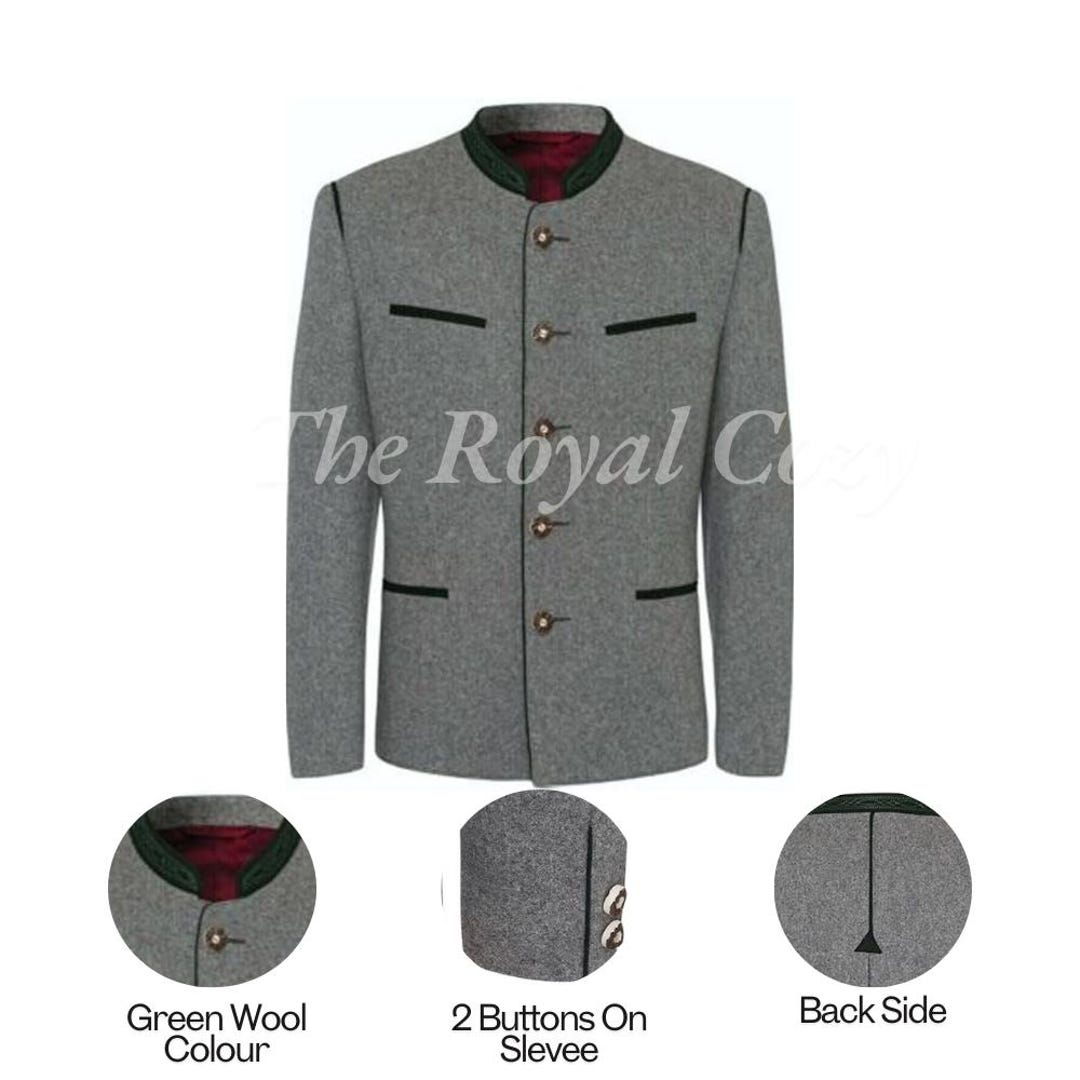 Men’s German Bavarian Jacket Light Grey Octoberfest Tyrol Loden ...