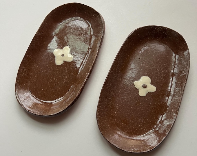 Terra Cotta Clay Handmade Plates With Flower Design Two Mini Plate Set ...