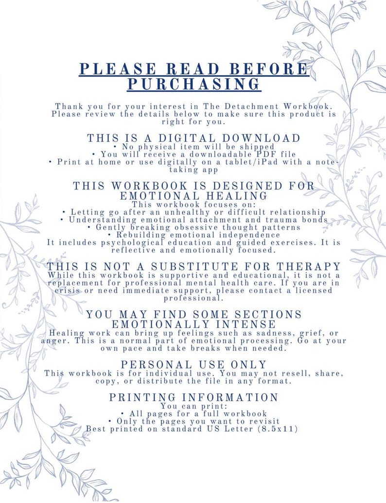 The Detachment Workbook, 40 Page Letting Go Journal, Trauma Bond ...