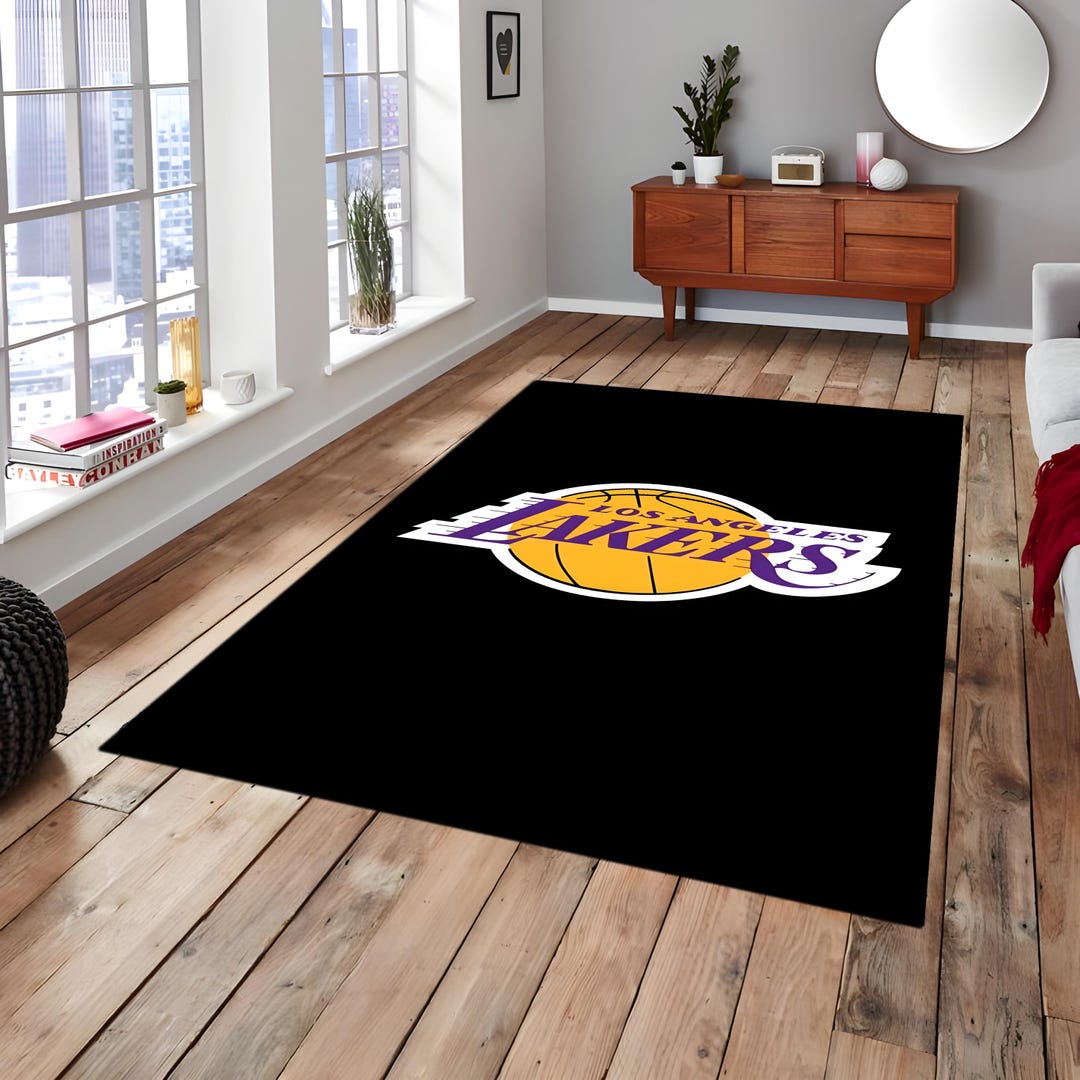 Los Angeles Lakers Rug, Basketball Rug, Nba Rug, Popular Rug, Black ...