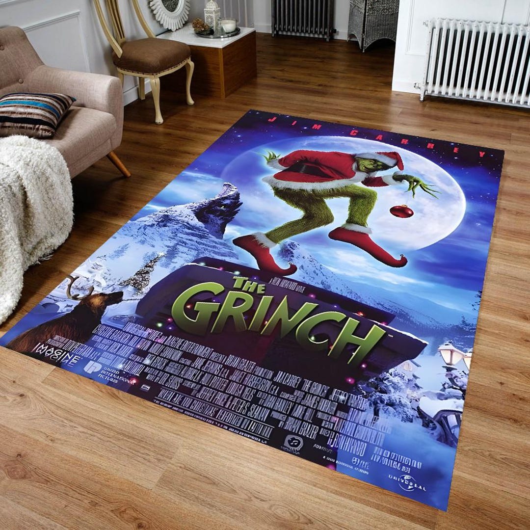 The Grinch Rug, Movie Rug, Poster Rug, Christmas Decor Rug, Christmas ...