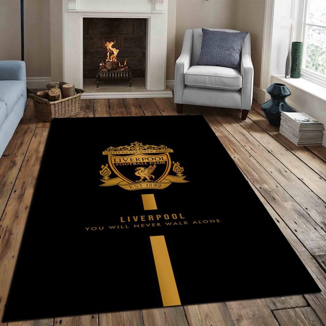 FC Liverpool Rug, Football Rug, Black Decor Rug, You'll Never Walk ...