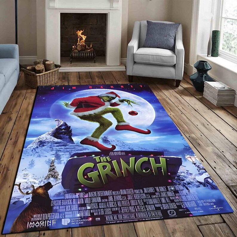 The Grinch Rug, Movie Rug, Poster Rug, Christmas Decor Rug, Christmas ...