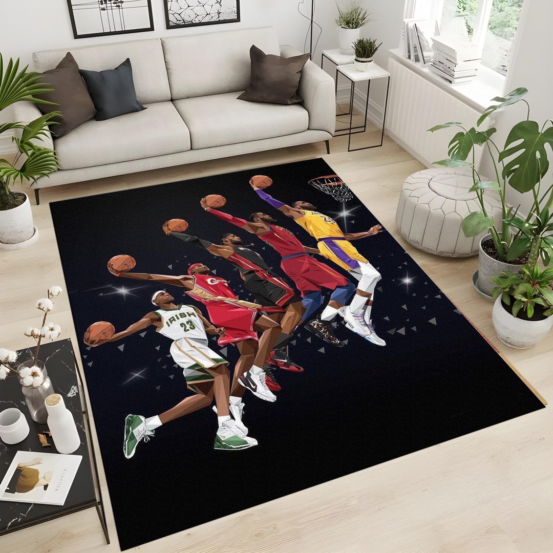 The Evolution Dunk of Lebron James Rug, Lebron James Rug, Player Rug ...
