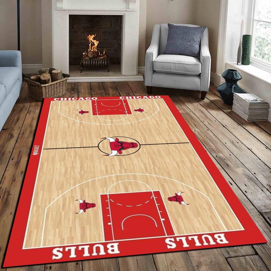 Chicago Bulls Rug, Basketball Rug, Nba Rug, Chicago Court Rug, Home ...