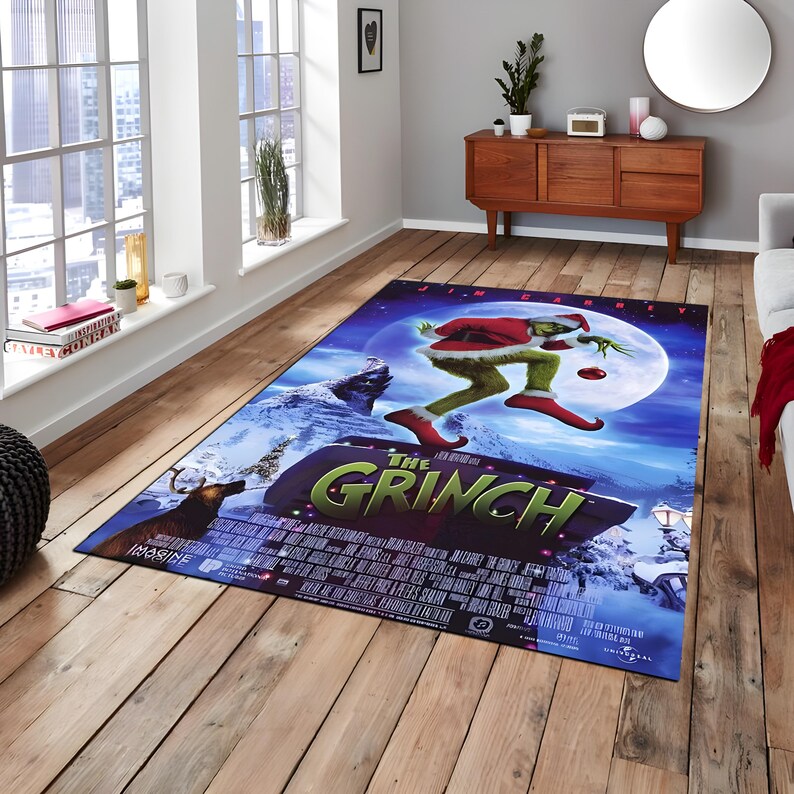 The Grinch Rug, Movie Rug, Poster Rug, Christmas Decor Rug, Christmas ...