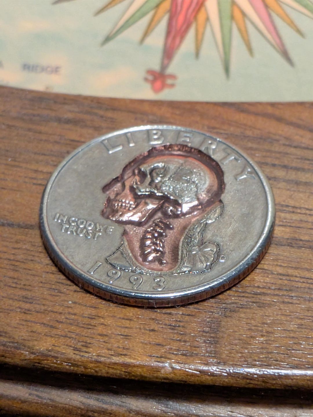 De-faced Quarter: Laser Etched Skull - Etsy