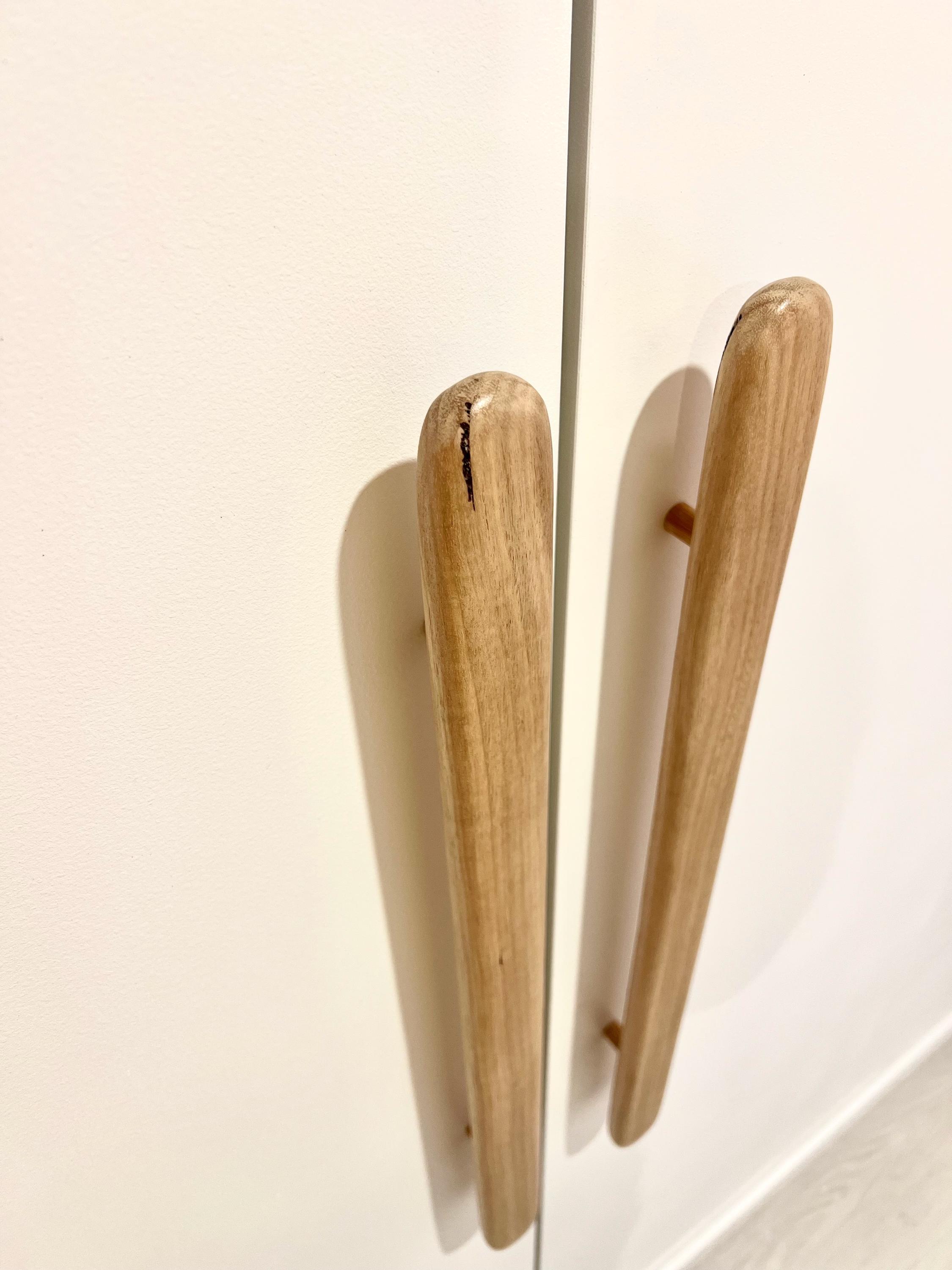 Oak Modern Door Handles, Minimalist Solid Wood Wardrobe Drawer Pull ...
