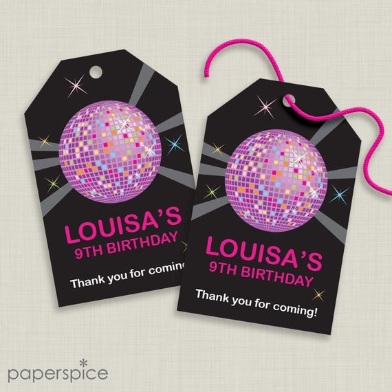 Disco Party Favor Tags, Kids Birthday Party, Dance Party Favour Tags ...