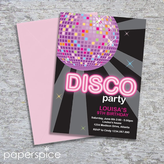 Disco Party Invitations Printable